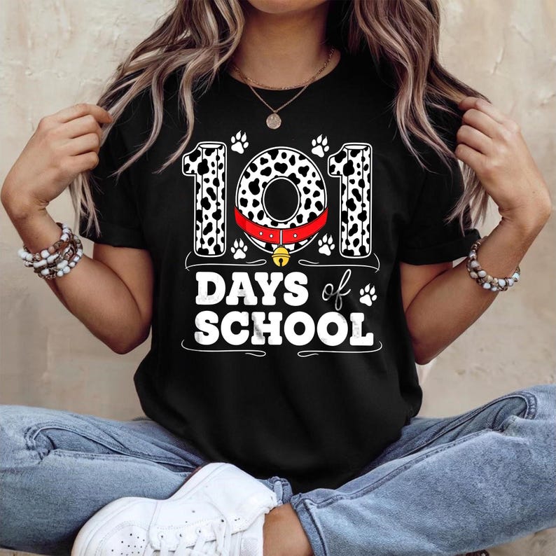 101 Days of School Png, Dalmatian Dots, Pink Pencil Sublimation, Dog ...