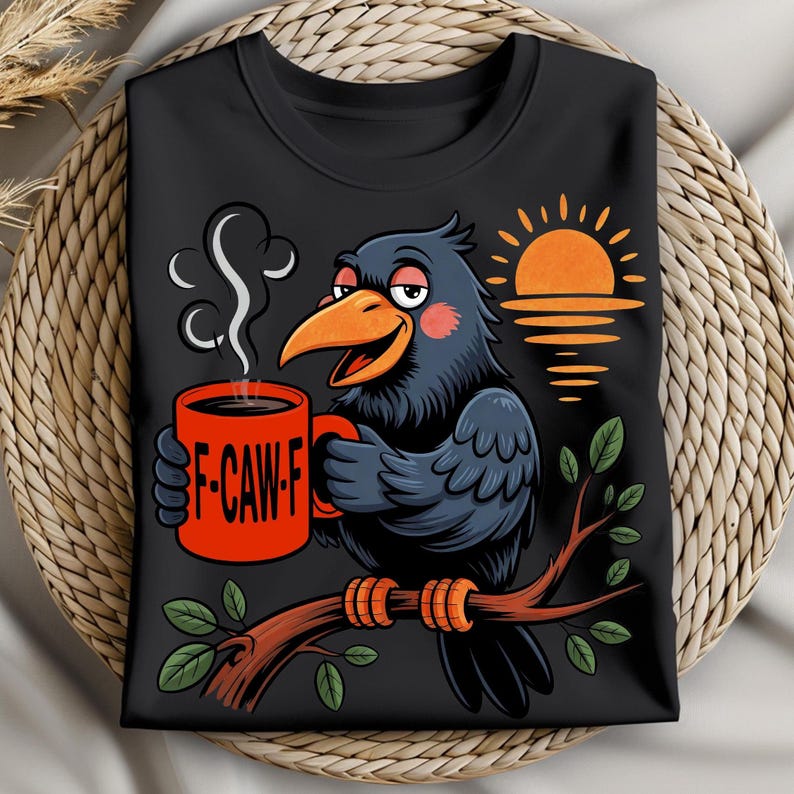 F-CAW-F PNG, Funny Crow Coffee PNG | F Caw F Bird Morning Humor ...