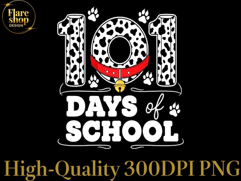 101 Days of School Png, Dalmatian Dots, Pink Pencil Sublimation, Dog ...