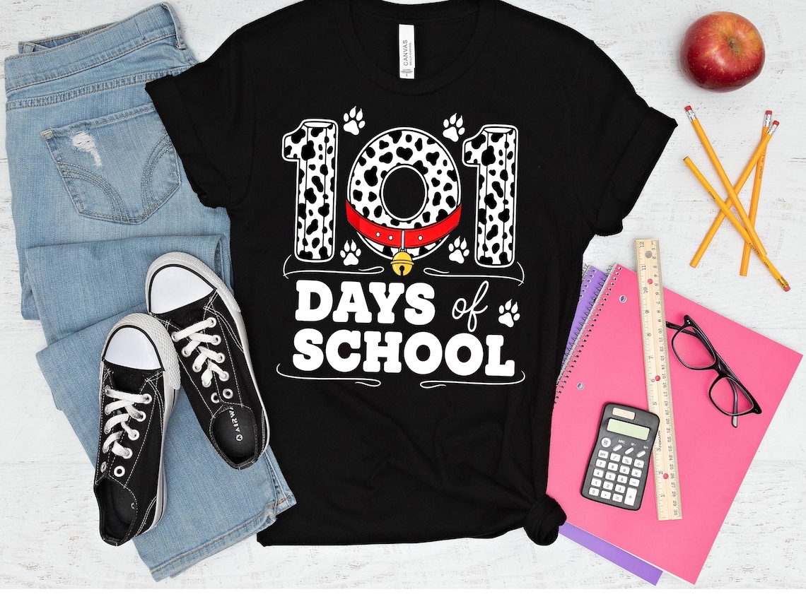 101 Days of School Png, Dalmatian Dots, Pink Pencil Sublimation, Dog ...