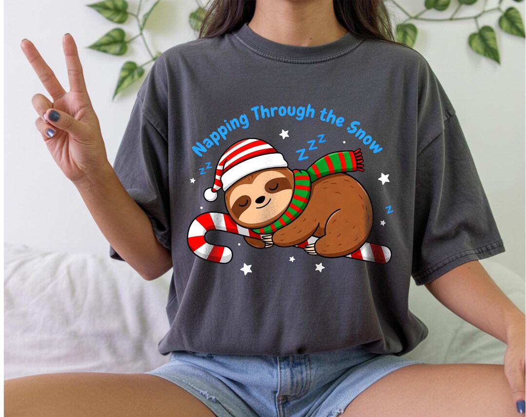 Napping Through the Snow PNG | Cute Sloth Christmas Design | Funny ...