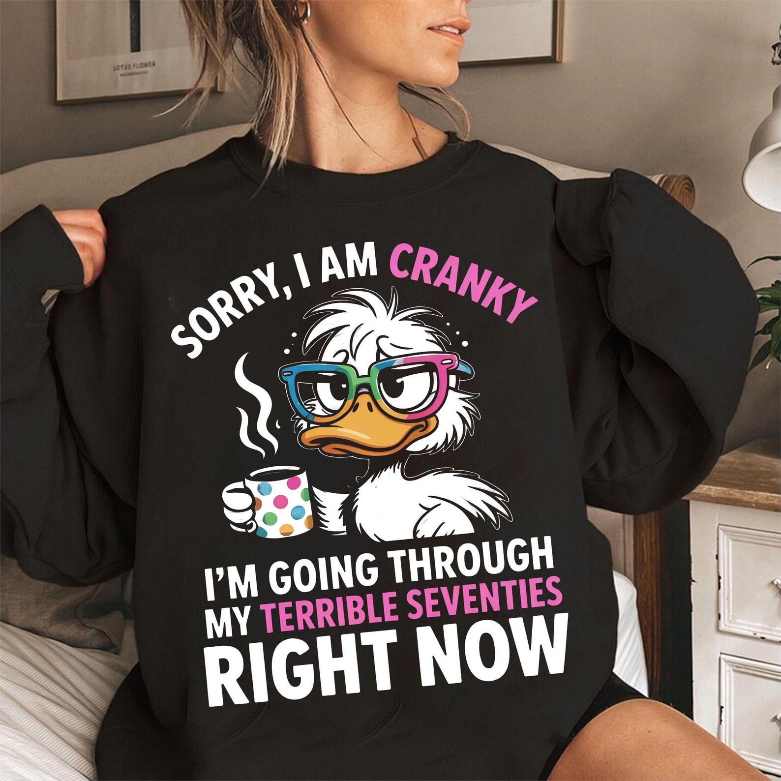 Funny Duck 70s Birthday PNG Design - 'sorry I'm Cranky' (digital ...