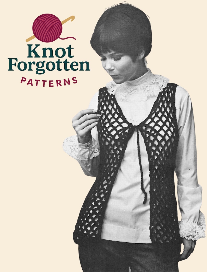 Vintage Crochet Vest Pattern- Women's Boho Summer Top - Retro 70s Style ...