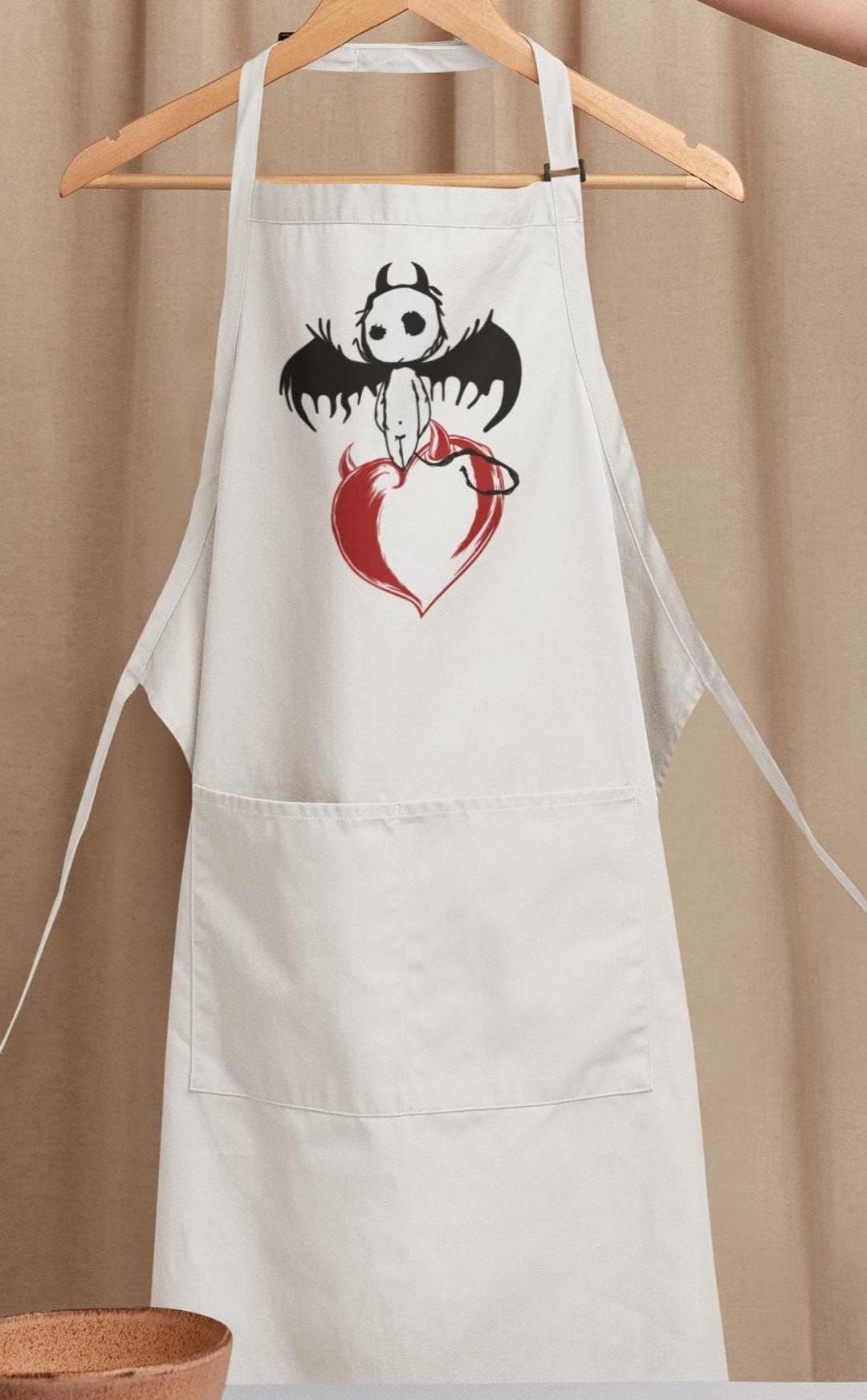 Bashful Angel With Horns & Heart Love Design Cotton Unisex Bib Apron - Etsy