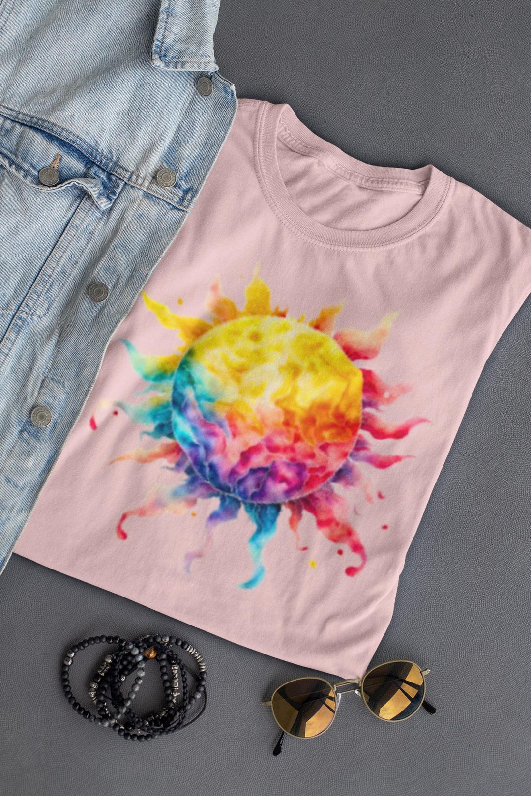 Colorful Rainbow Firey Sun Design Comfort Soft Unisex T-shirt - Etsy