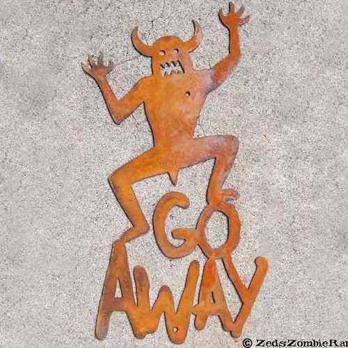 Go Away Steel Wall Sign Halloween Monster Free Shipping in - Etsy