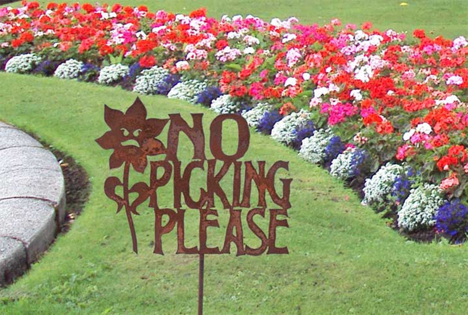 No Picking the Flowers Metal Yard or Garden Stick Sign - Free Shipping ...
