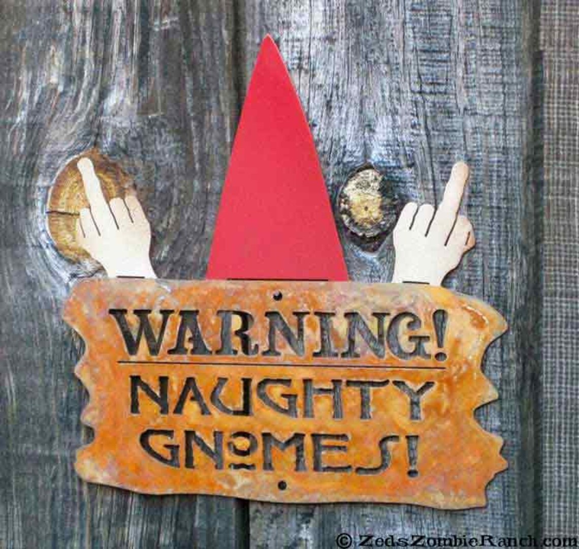 Warning Naughty Gnomes Wall Sign Free Shipping in US | Etsy
