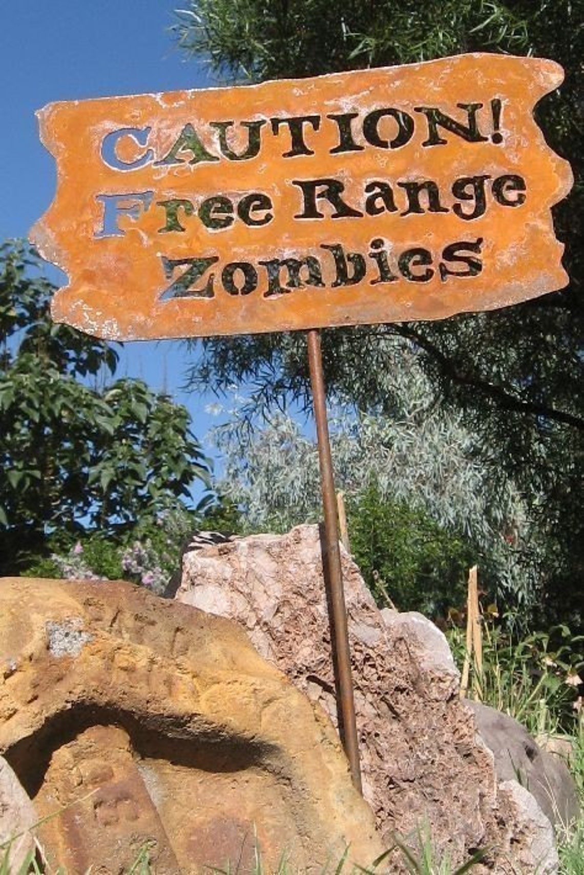 Caution Free Range Zombies Metal Garden or Yard Sign Free - Etsy
