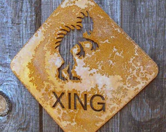 Bigfoot Sasquatch or Yeti Crossing Metal Wall Sign Free | Etsy