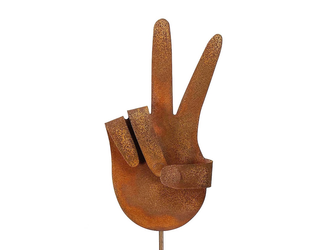 Peace Symbol Hand Metal Yard Garden Stick Sign - Free Shipping in US - Etsy