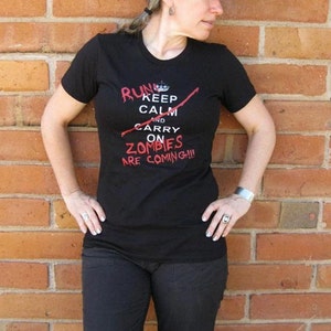 Zombie Shirt - Keep Calm Carry on - Run Zombies Are Coming T-shirt - Etsy