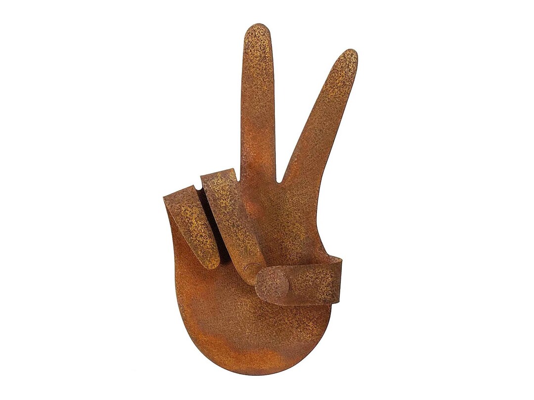 Peace Symbol Hand Metal Wall Decor - Free Shipping in US - Etsy