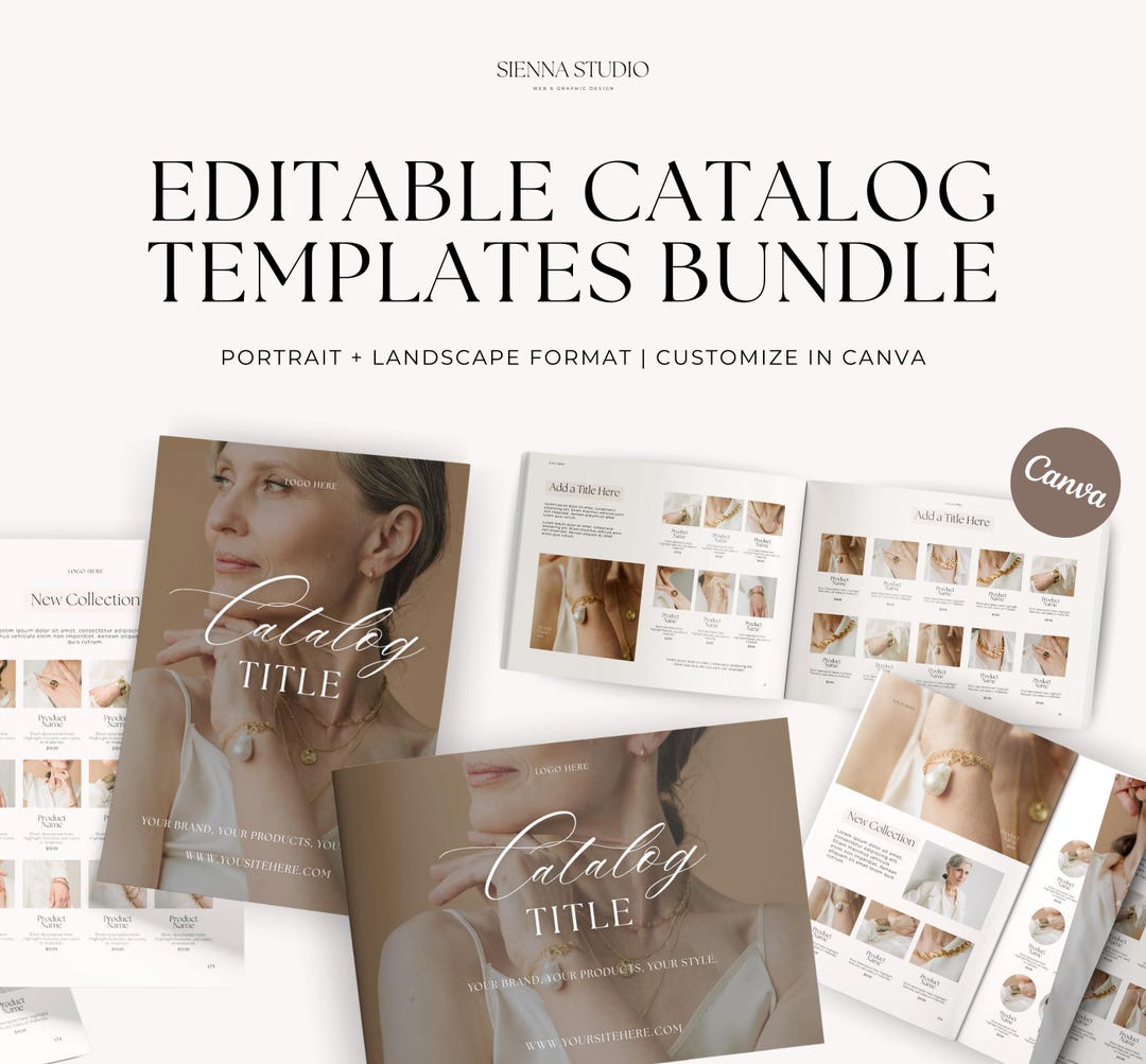 Canva Catalog Bundle – Portrait & Landscape Template | Editable ...