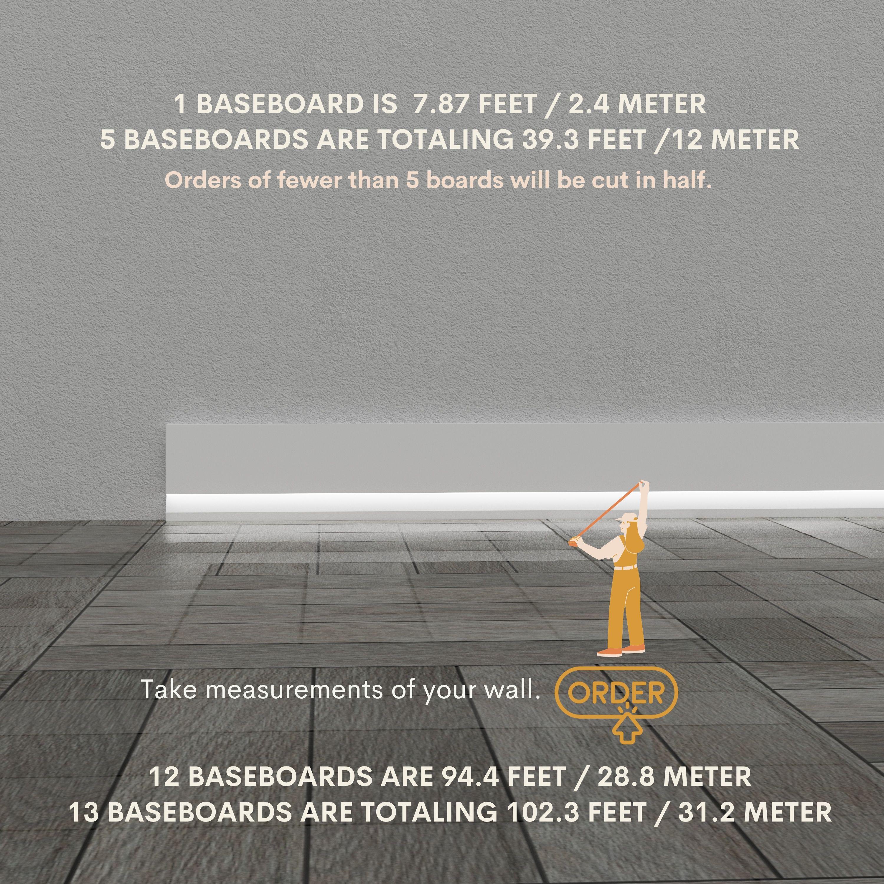 White LED Baseboard Molding, Waterproof Polymer Skirting, Wall Accent ...