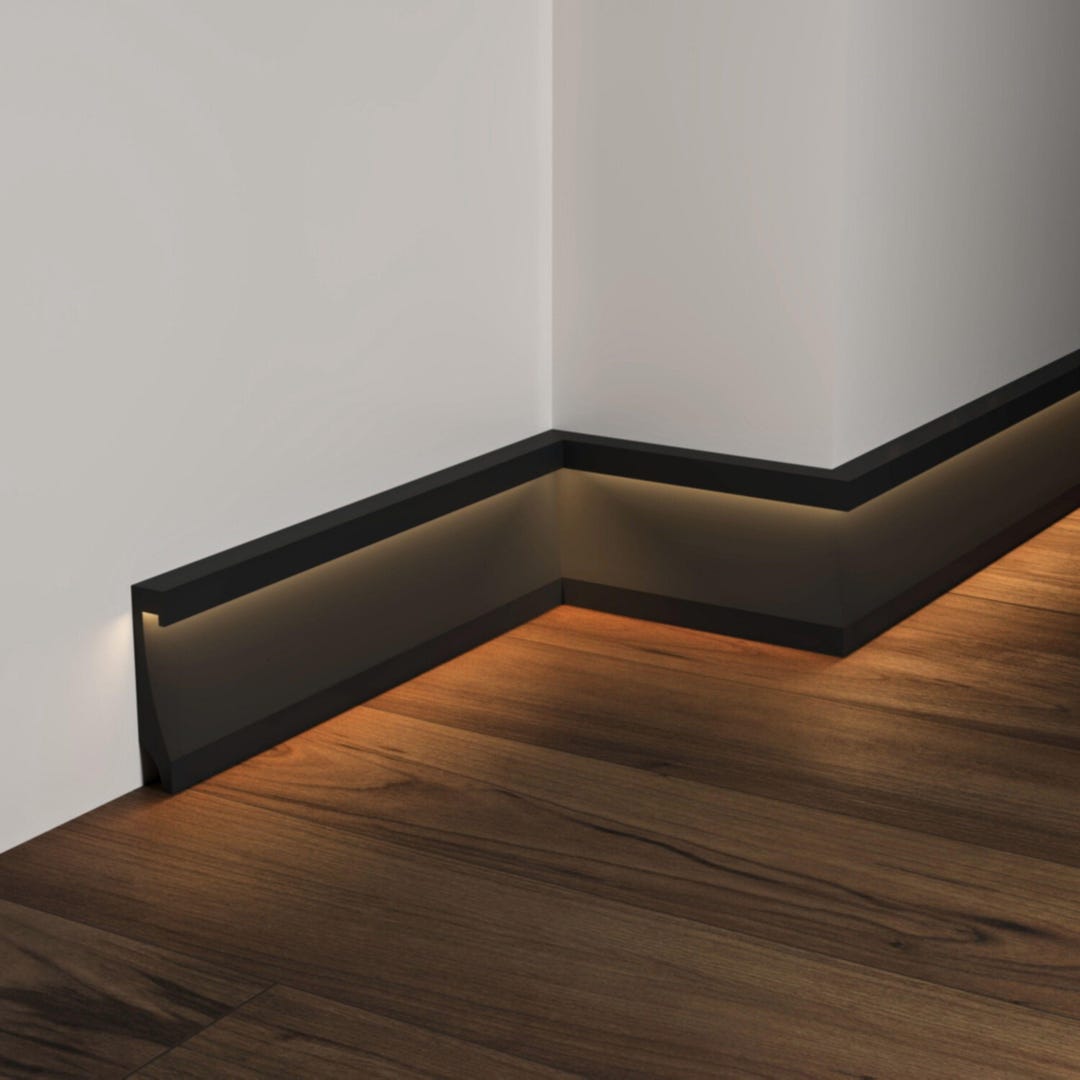 LED Baseboard Molding,modern Polymer Black/grey/white, 7ft - Etsy