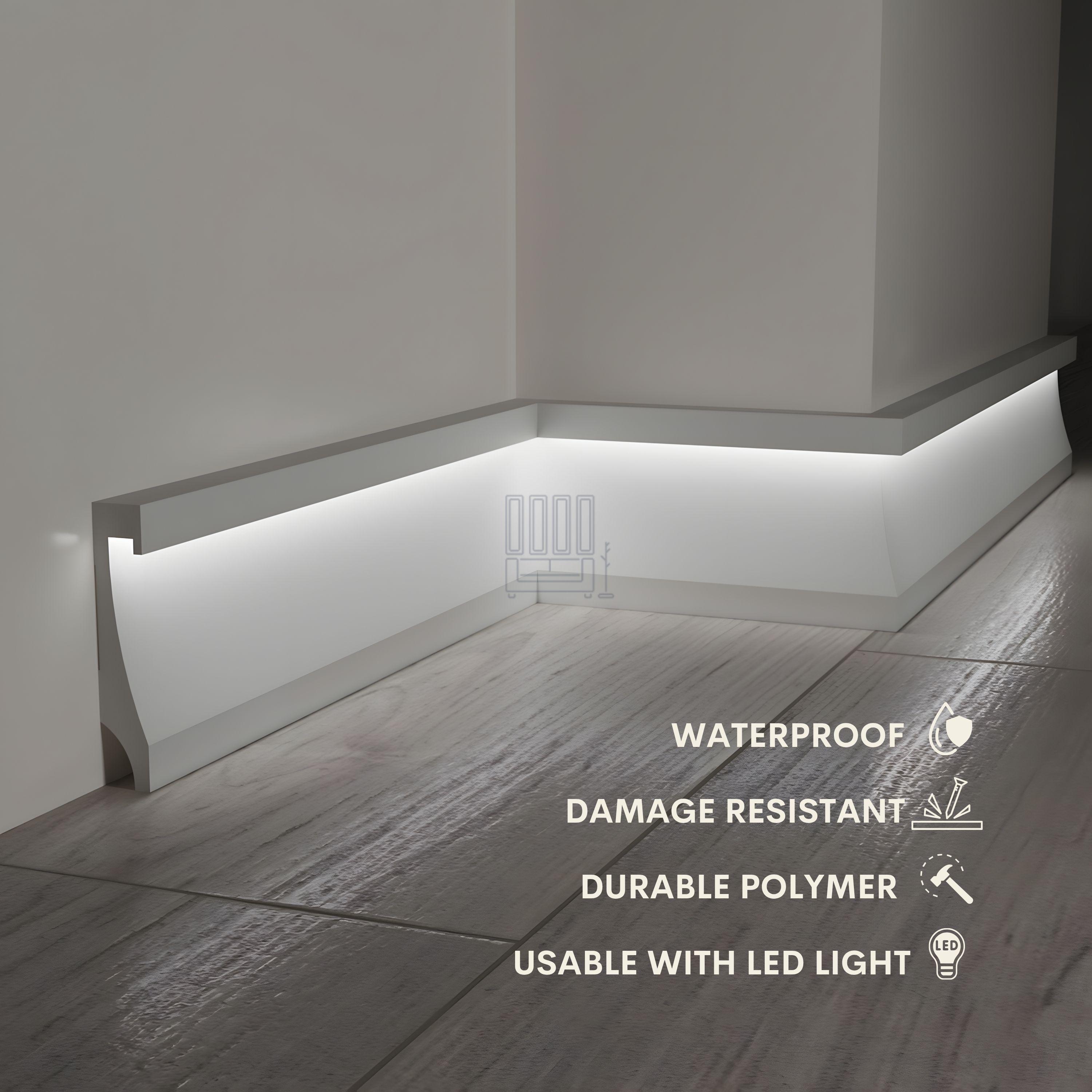LED Baseboard Molding,modern Polymer Black/grey/white, 7ft - Etsy