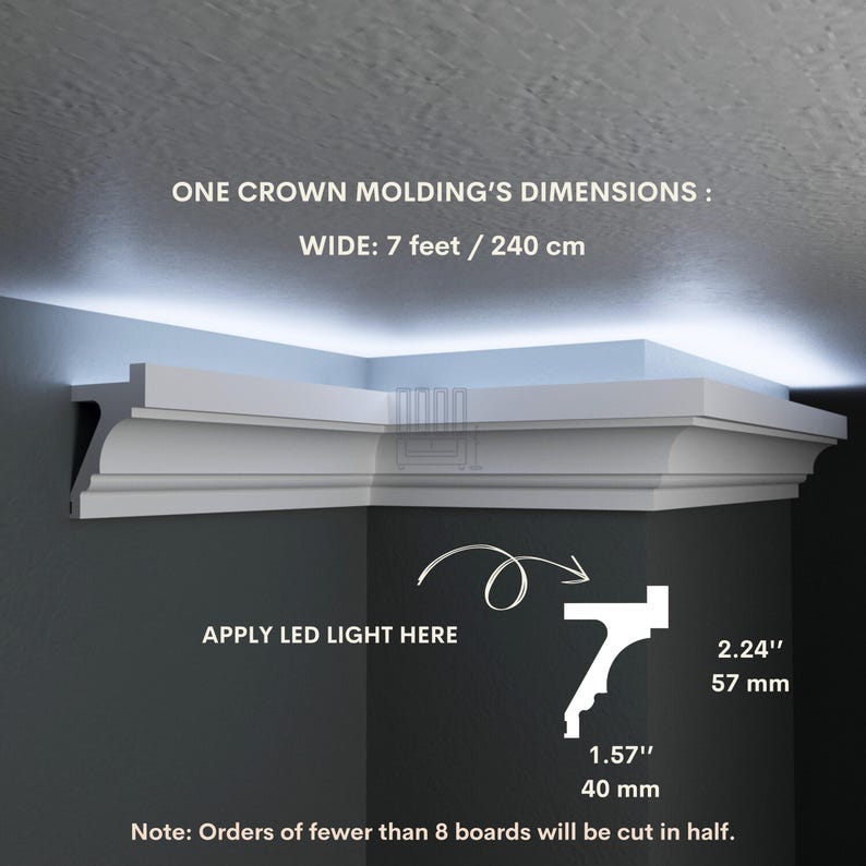 LED Crown Molding - White Polymer Coving Trim, Modern Accent Decor - Etsy