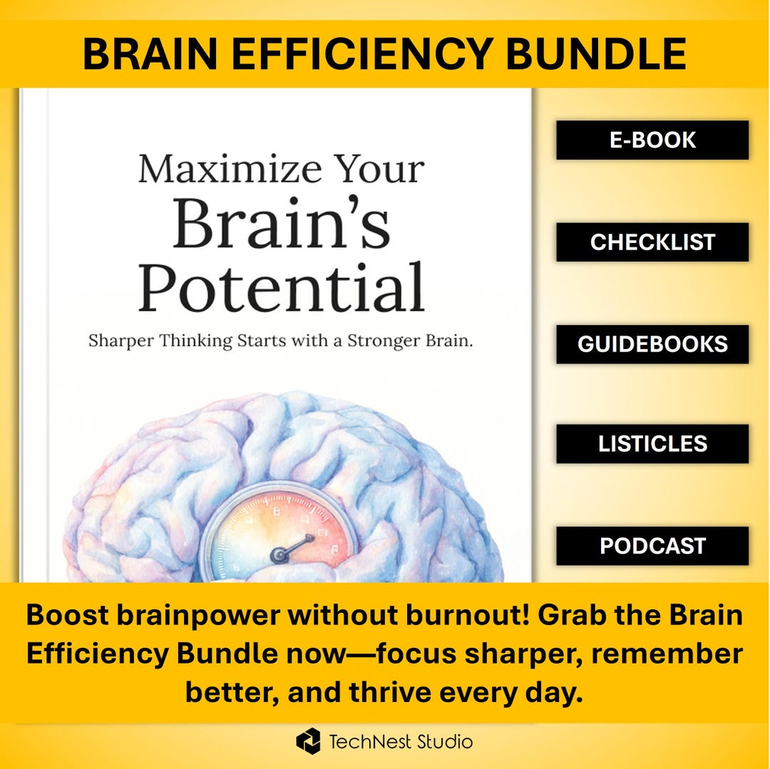 Brain Efficiency Digital Bundle – E‑book, Nutrition Checklist, Focus ...