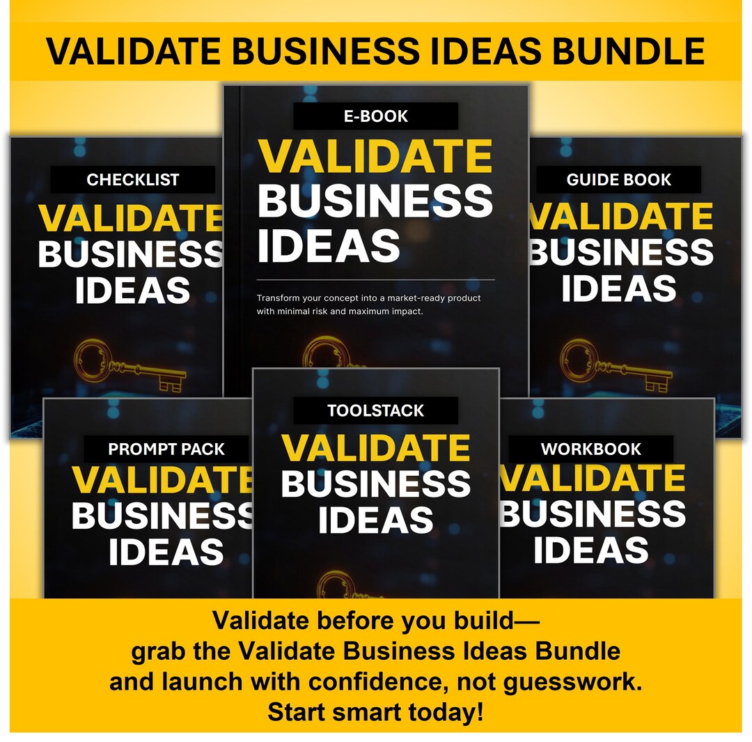 Validate Business Ideas Bundle — E‑book, Checklist, Prompts, Workbook ...