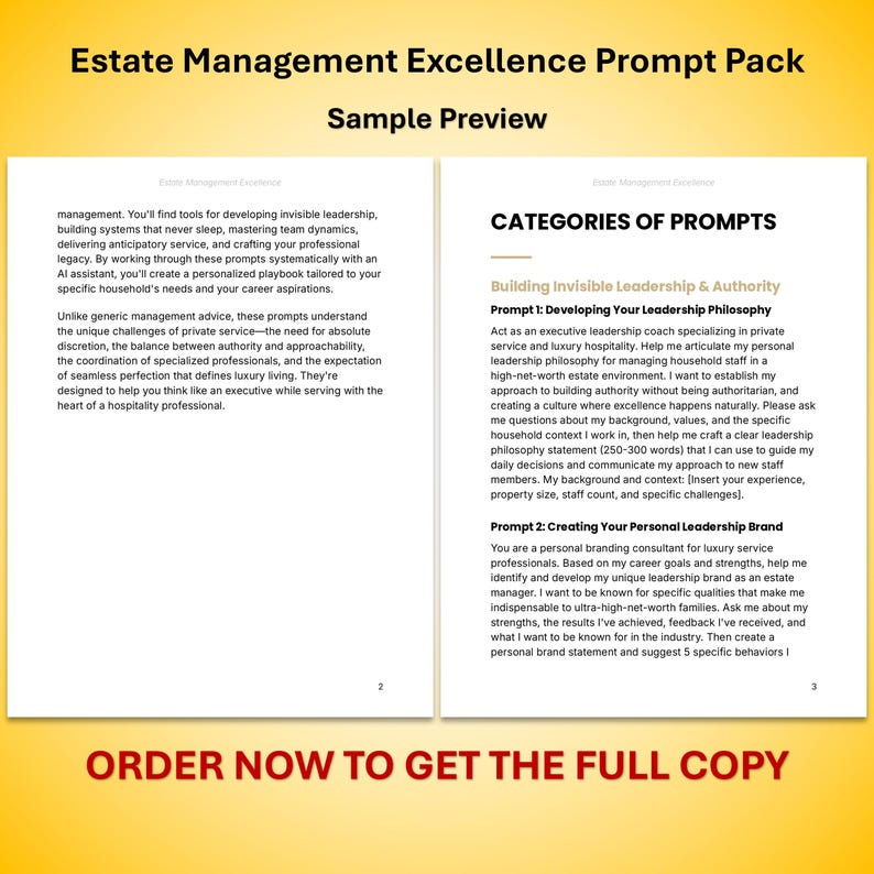 Estate Management AI Prompts: Luxury Home Operations (PDF Pack, 35 ...