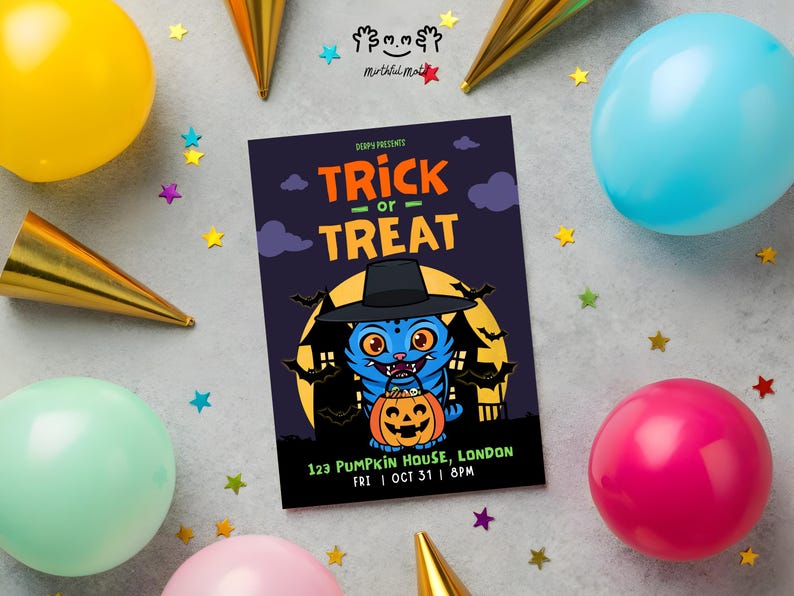 Kpop Demon Hunters Halloween Party Invitation Template, Derpy Tiger ...