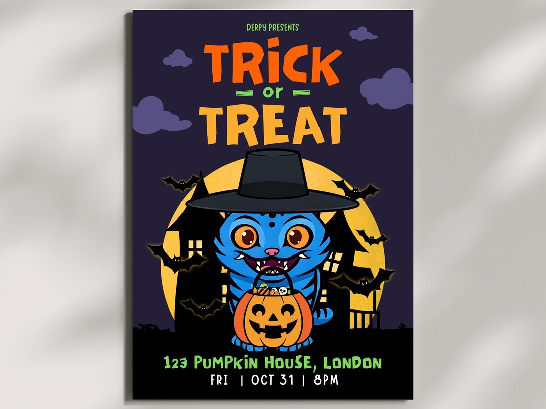 Kpop Demon Hunters Halloween Party Invitation Template, Derpy Tiger ...