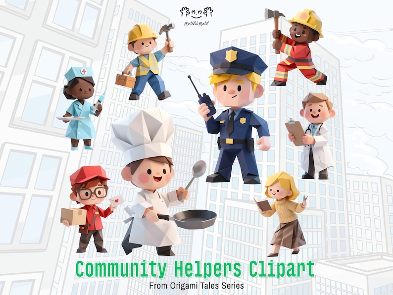 Community Helpers Clipart, Origami Paper-folded Classroom Decor ...