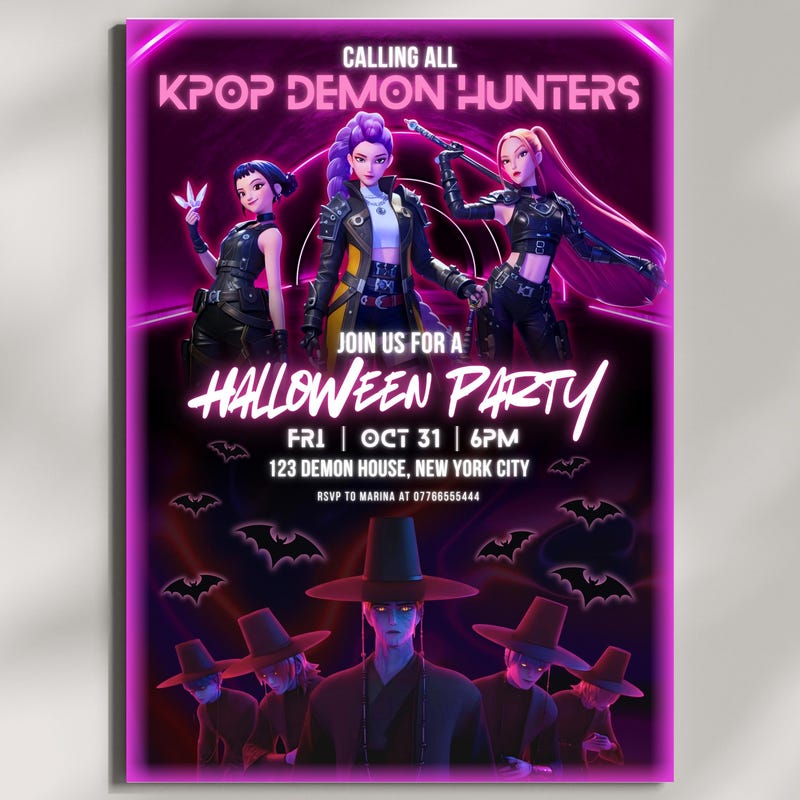 Kpop demon hunters huntrix birthday invitation - Etsy España
