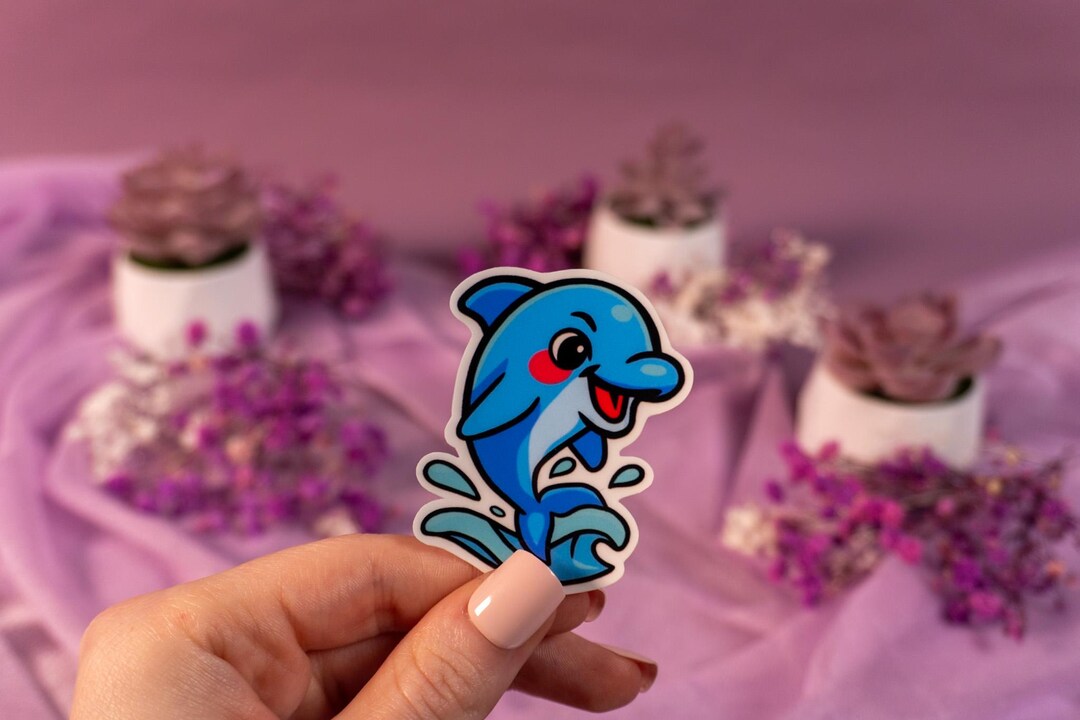 Dolphin Blue Vinyl Sticker - Etsy