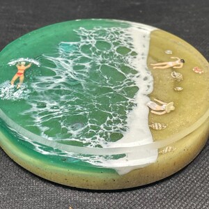 Swimmers Beach Resin Coasters, Beach Scene, Ocean Scene Coasters ...