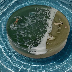 Swimmers Beach Resin Coasters, Beach Scene, Ocean Scene Coasters ...