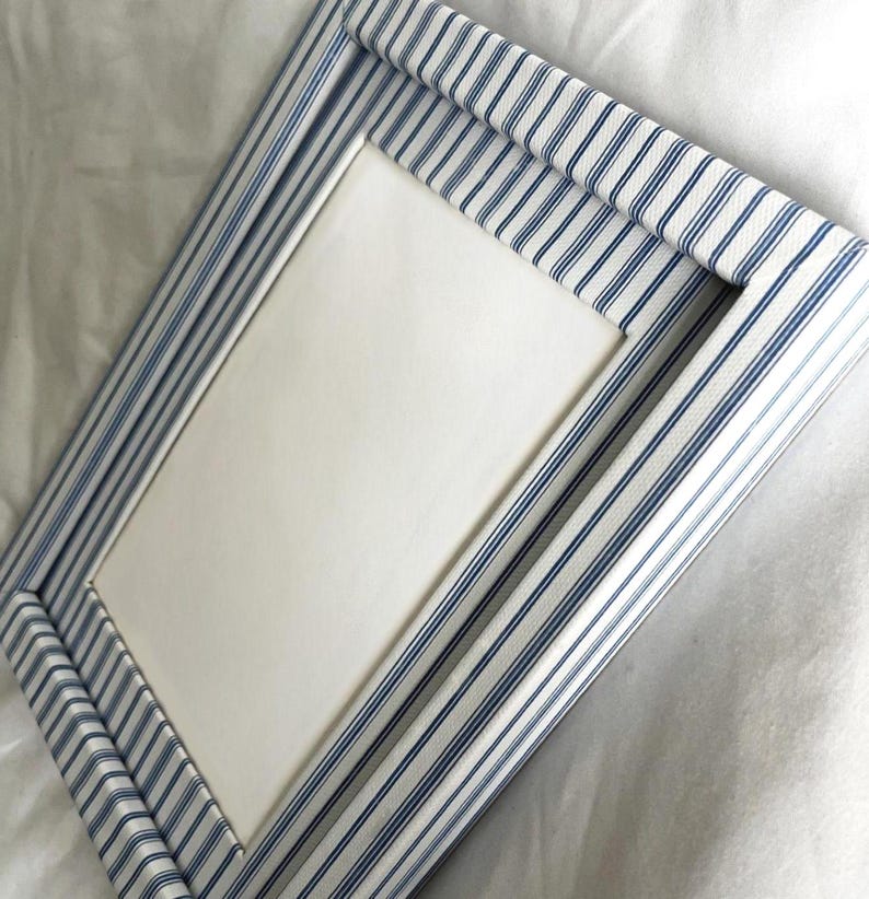 Rustic Blue Stripe Picture Frame: Vintage Floral Inspired Decor - Etsy