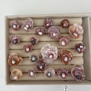 Custom Handmade Shell Ring With Natural Pearl • Delicate Ocean Jewelry ...