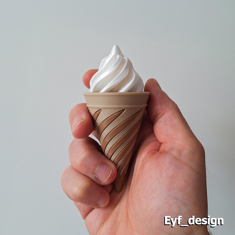 3D Printed Ice Cream Cone Fidget Toy – Twisting Sensory Desk Toy for ...