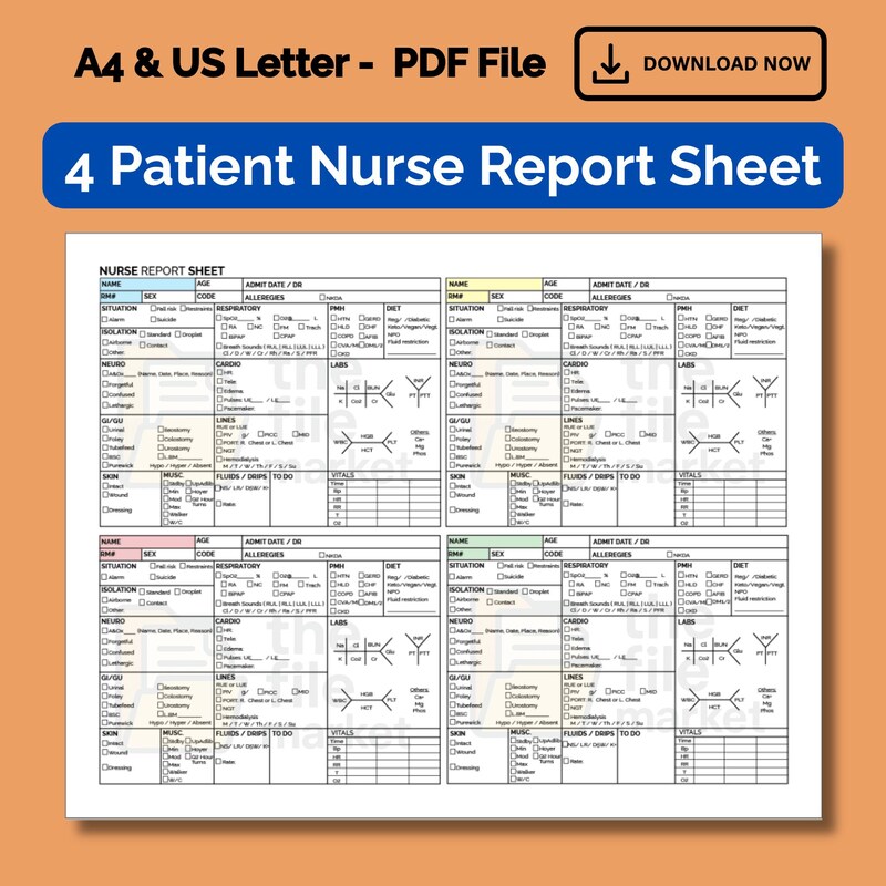Nurse Report Sheet - Etsy