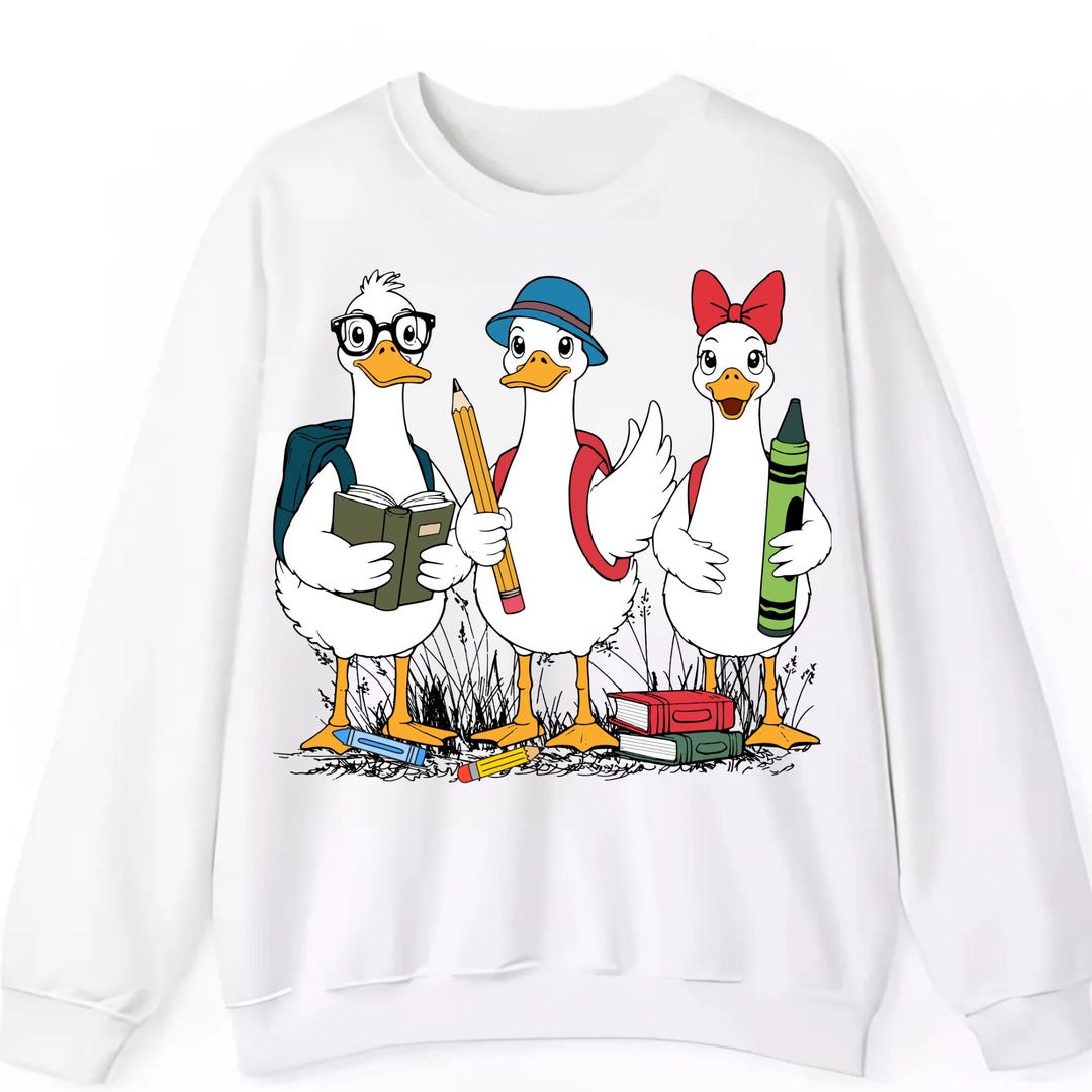 Goose Back to School PNG, Funny Duck Student Sublimation Design ...