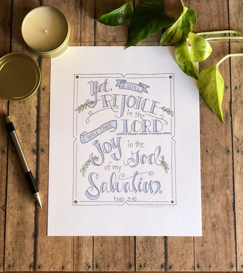 Habakkuk 3:18 Scripture Calligraphy Print - Etsy