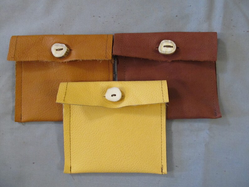 Leather Wallet/coin Purse - Antler Button Closure - 4.5" Wide by 3.75 ...