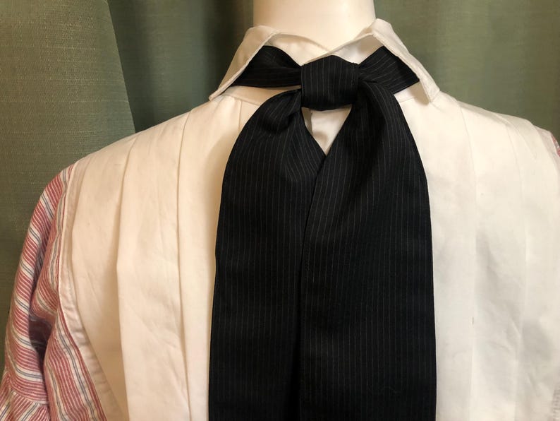 Ascot or Stock Style Cravat - Black Pinstripe Wool Necktie - Civil War ...