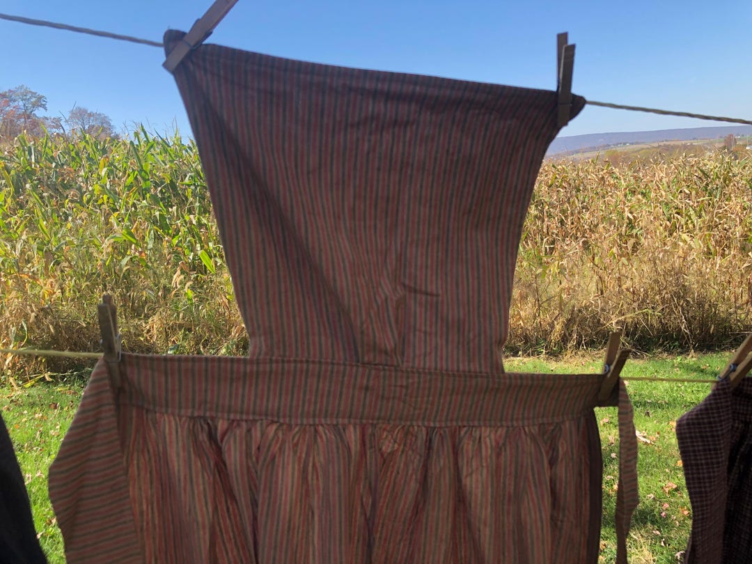 Pinner Apron - Stripe Homespun - 38" Long for Maximum Coverage - With ...