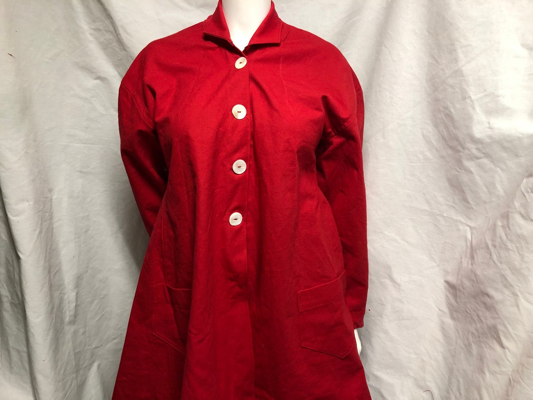 Paletot - Red Cotton Canvas - up to a 38" Bust / M - Two Pockets ...