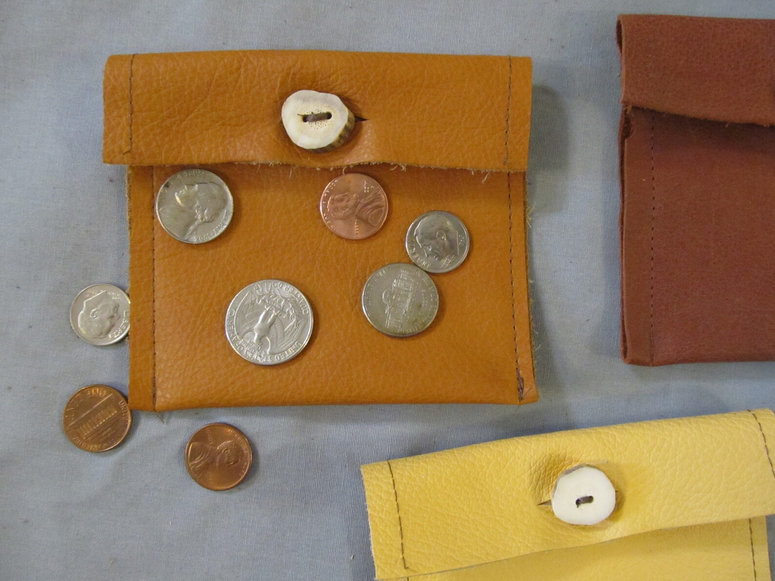 Leather Wallet/coin Purse - Antler Button Closure - 4.5" Wide by 3.75 ...