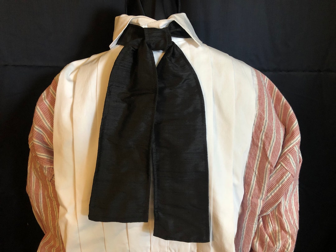Ascot or Stock Style Cravat - Black Dupioni Silk - Civil War Era ...