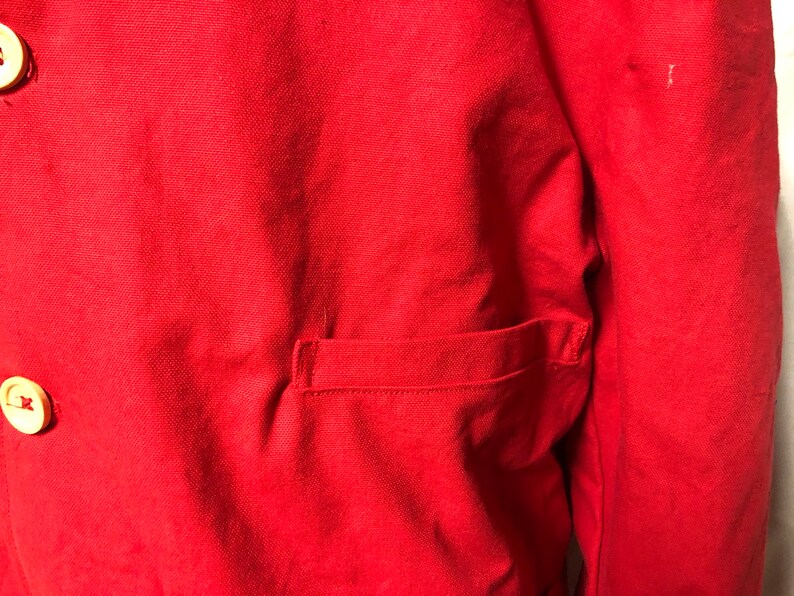 Sz. 40 Sack Jacket, Red Canvas Cotton Lined W/ Cotton Homespun, 3 ...