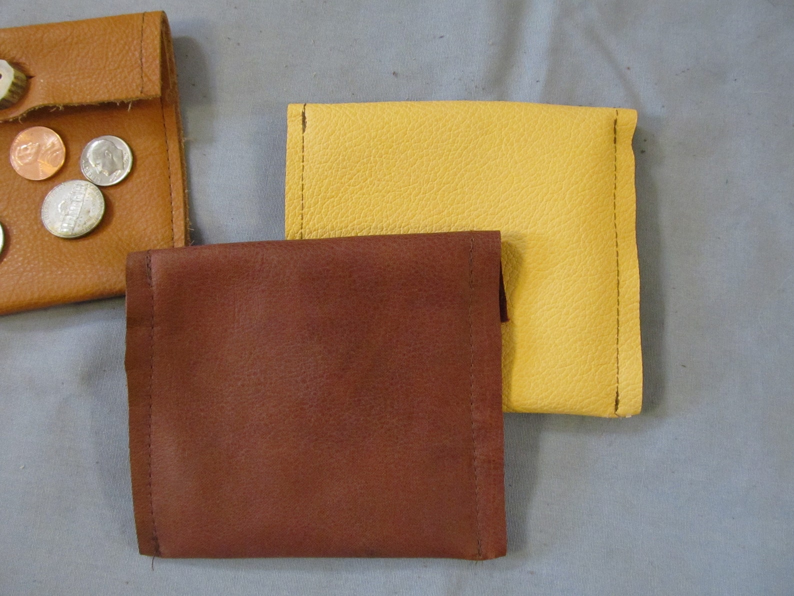 Leather Wallet/coin Purse - Antler Button Closure - 4.5" Wide by 3.75 ...