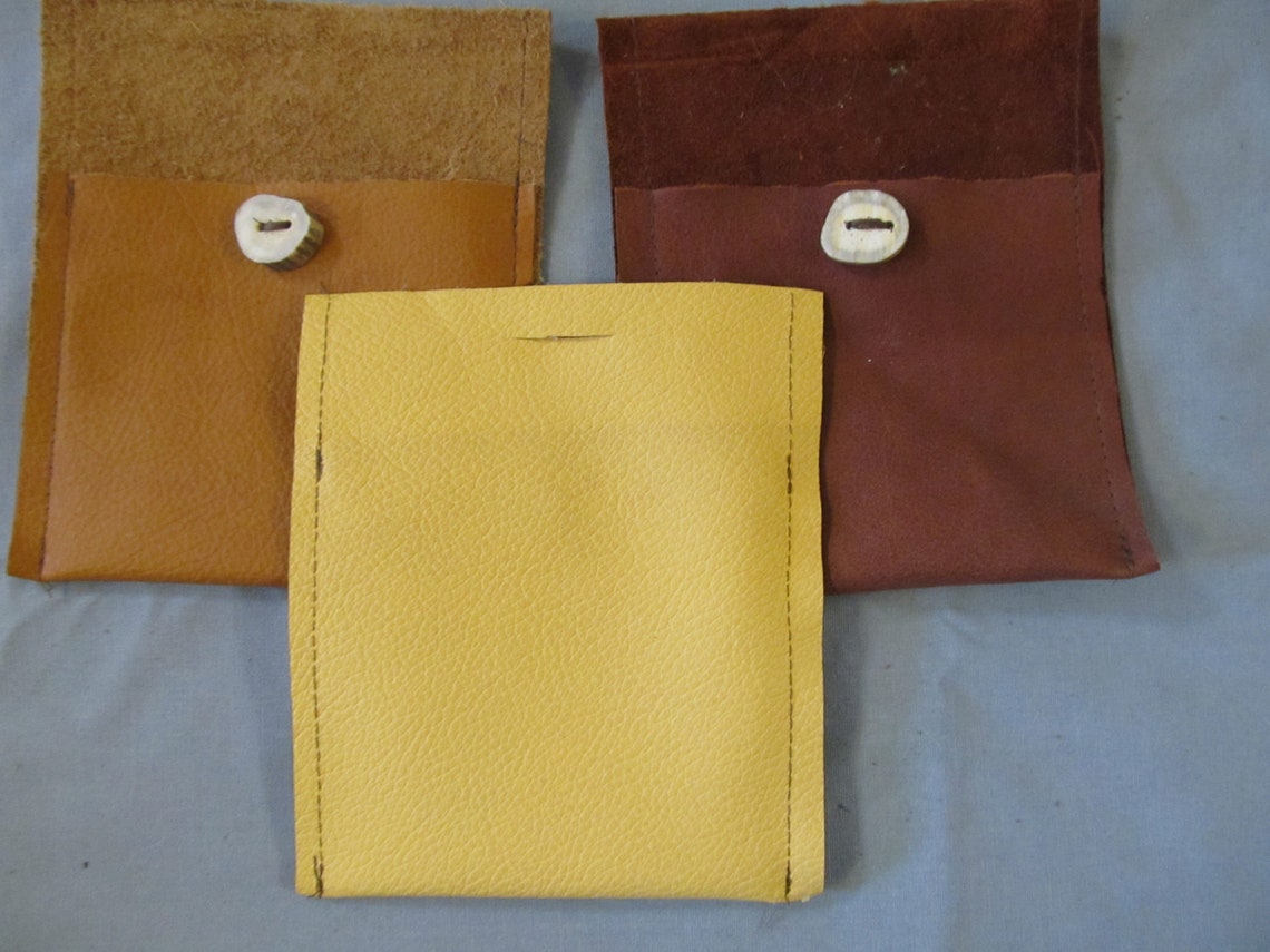 Leather Wallet/coin Purse - Antler Button Closure - 4.5" Wide by 3.75 ...