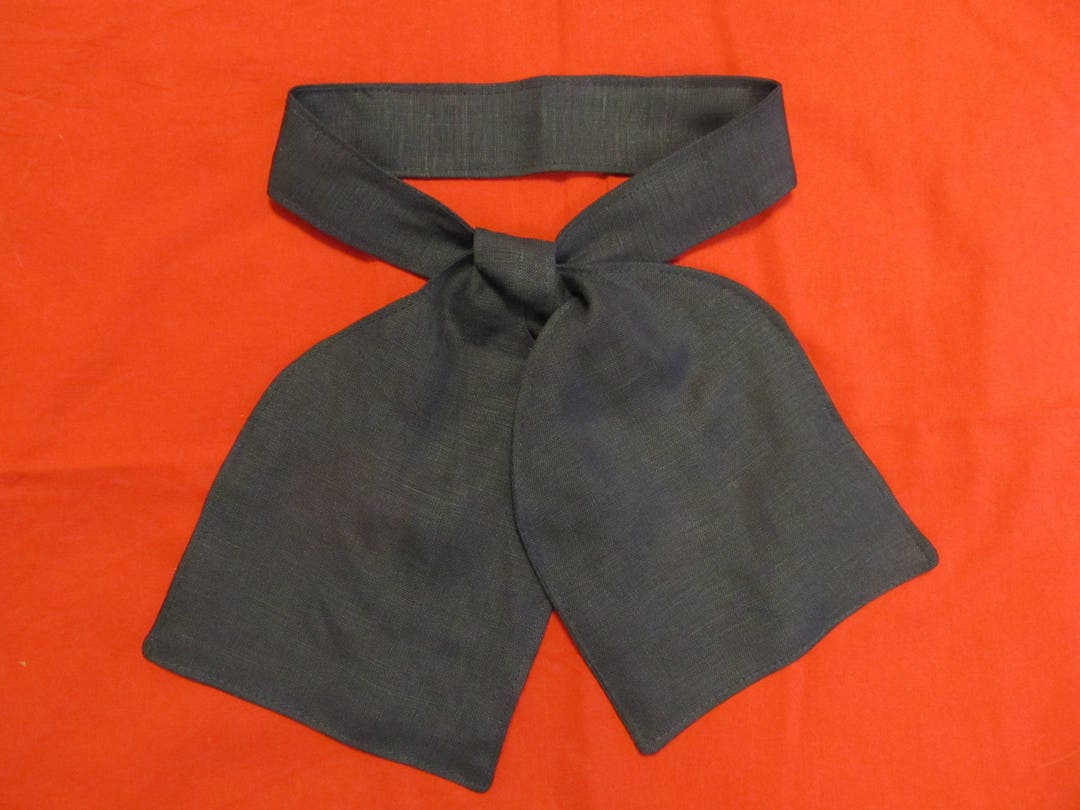 Windsor Style Cravat - Navy Blue Linen Necktie -civil War Era ...