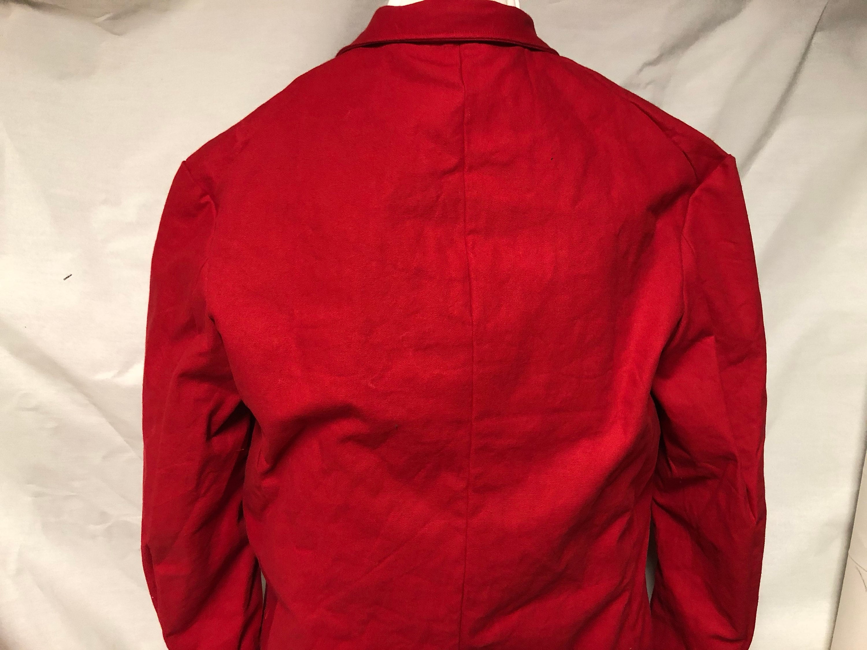 Sz. 40 Sack Jacket, Red Canvas Cotton Lined W/ Cotton Homespun, 3 ...
