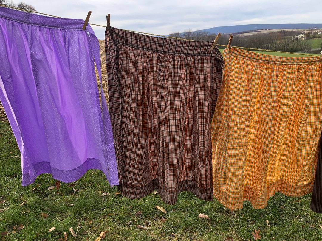 Apron - Patriotic Homespun Plaid - 36" Total Length - Colonial / Civil ...